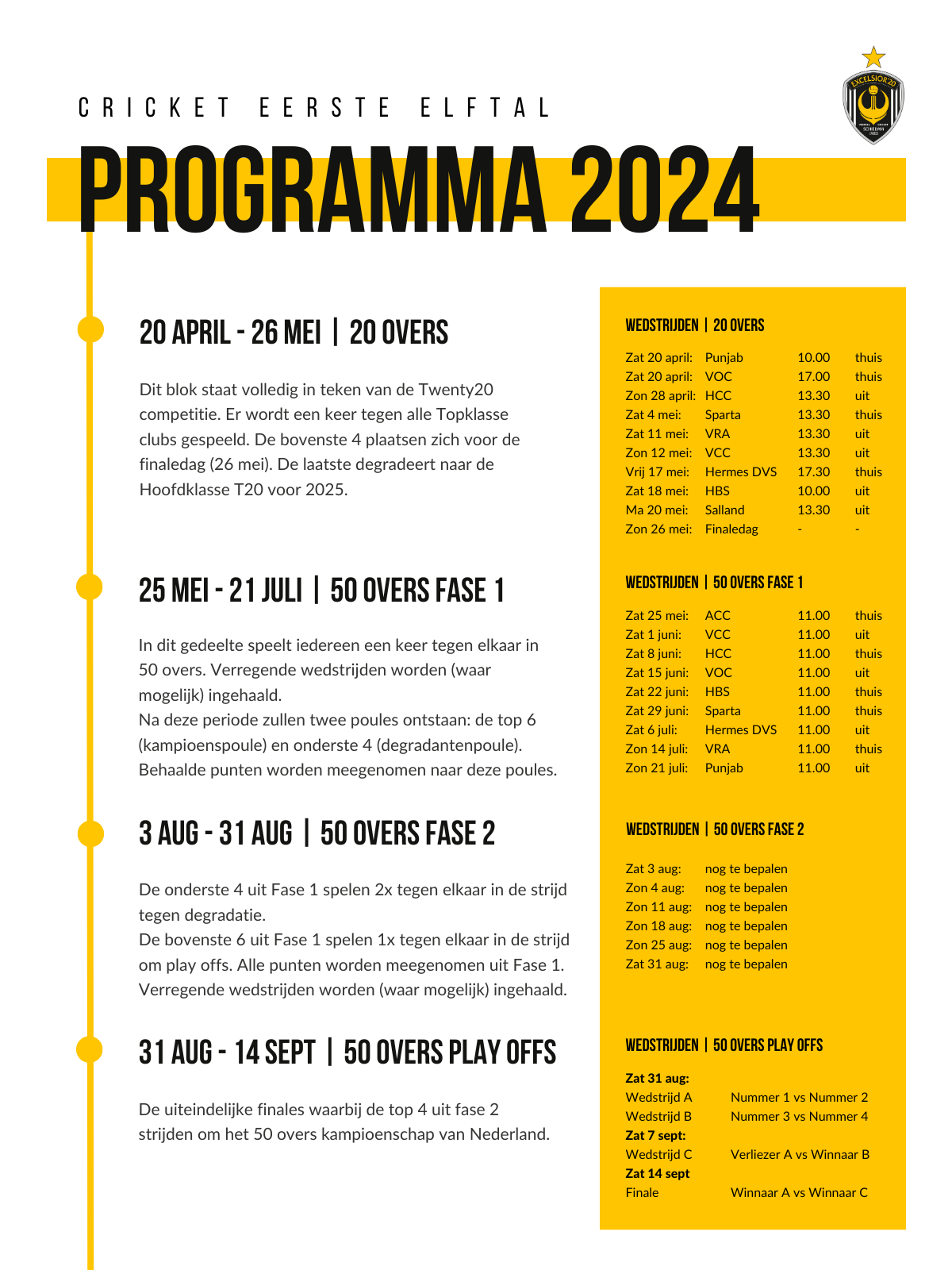 Cricket Agenda | R.K.S.V. Excelsior '20